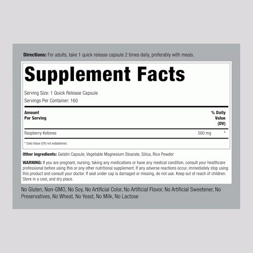 500mg raspberry ketones per serving