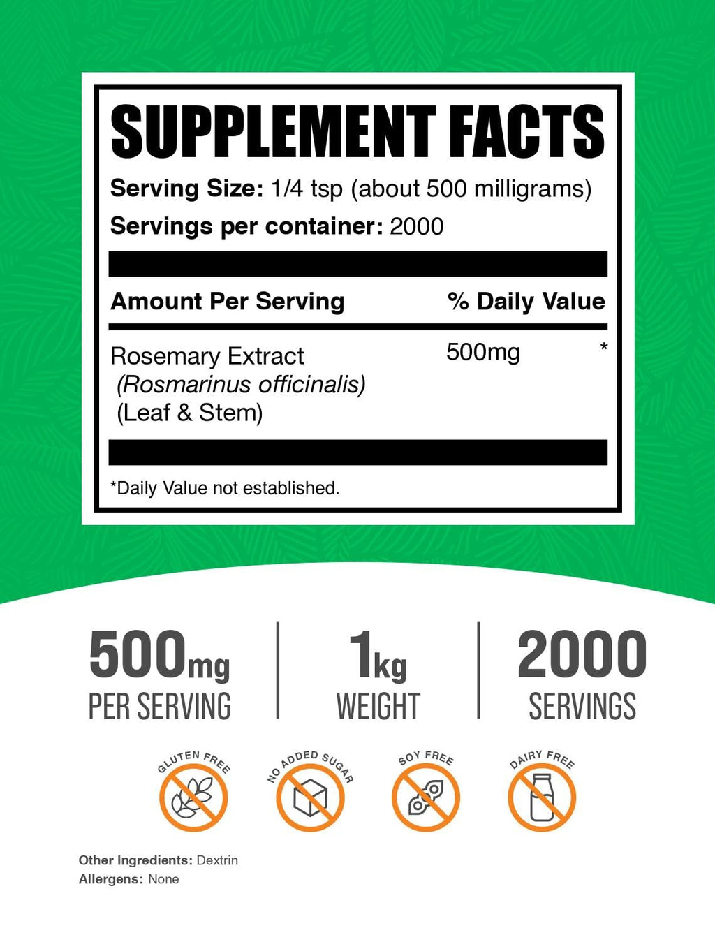 500mg rosemary extract for daily health