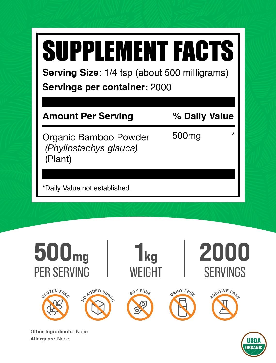 500mg serving of bamboo powder