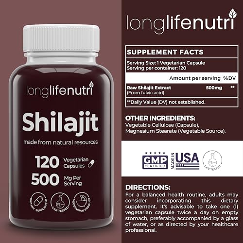 500mg Shilajit capsules with fulvic acid