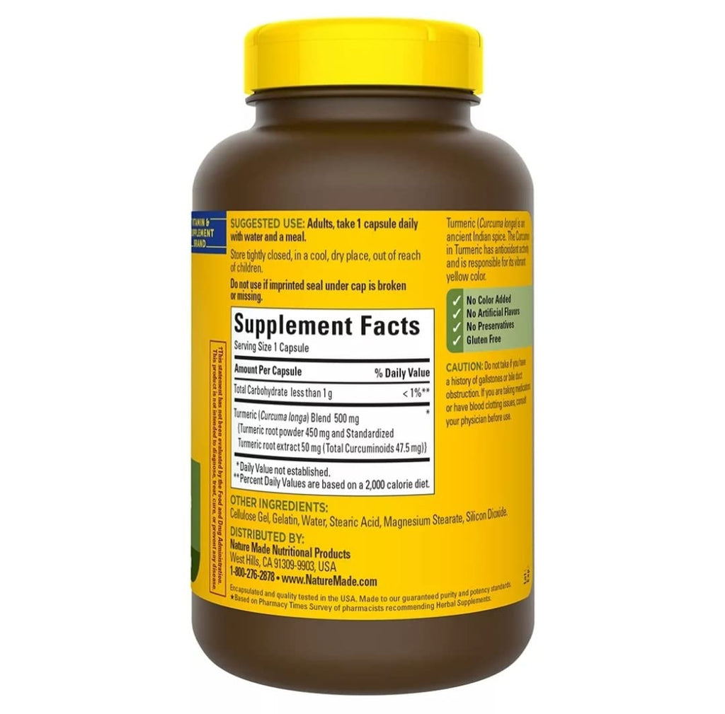 500mg turmeric curcumin daily supplement