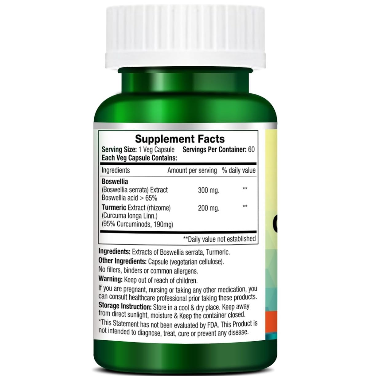 500mg vegetarian curcumin supplement