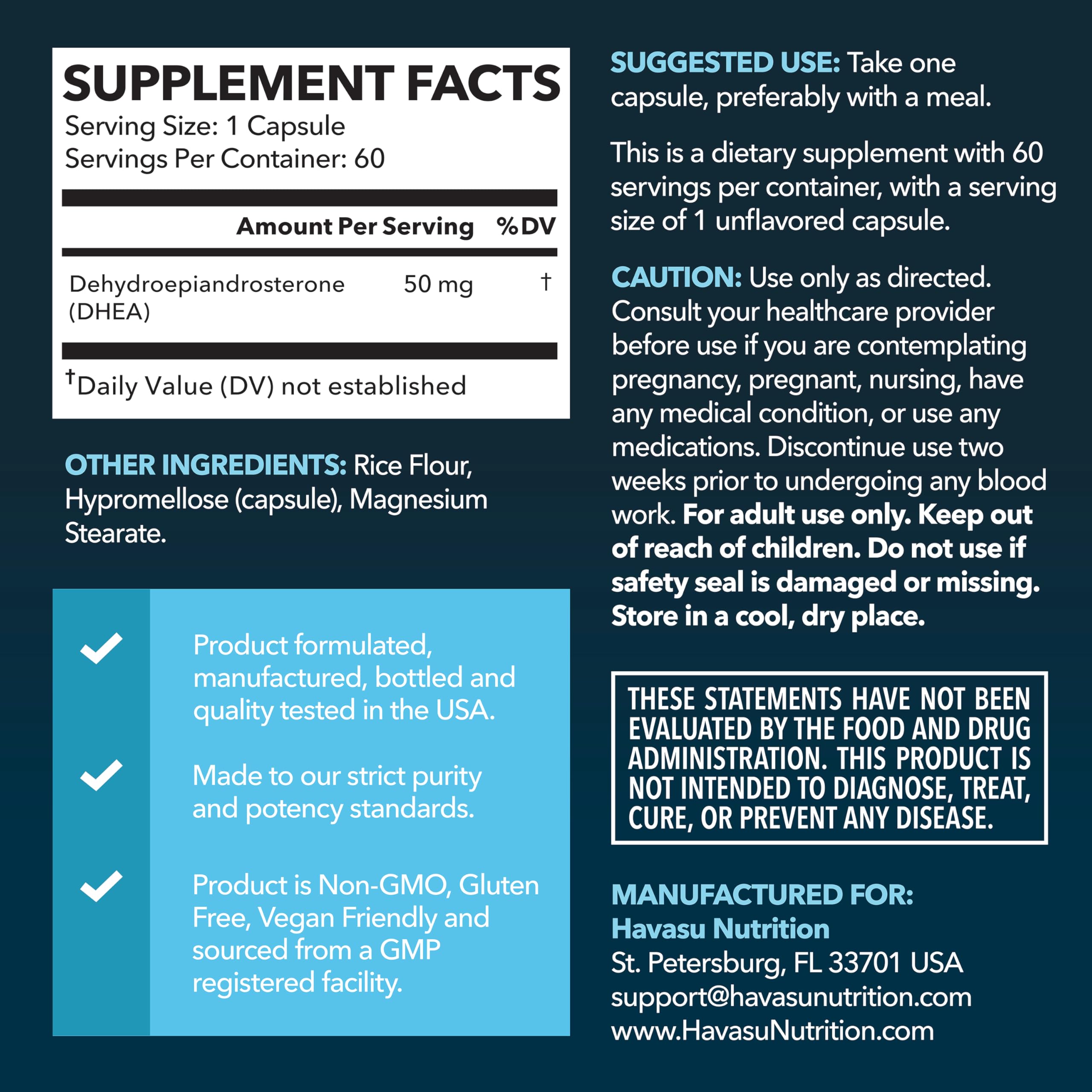 50mg DHEA for energy support
