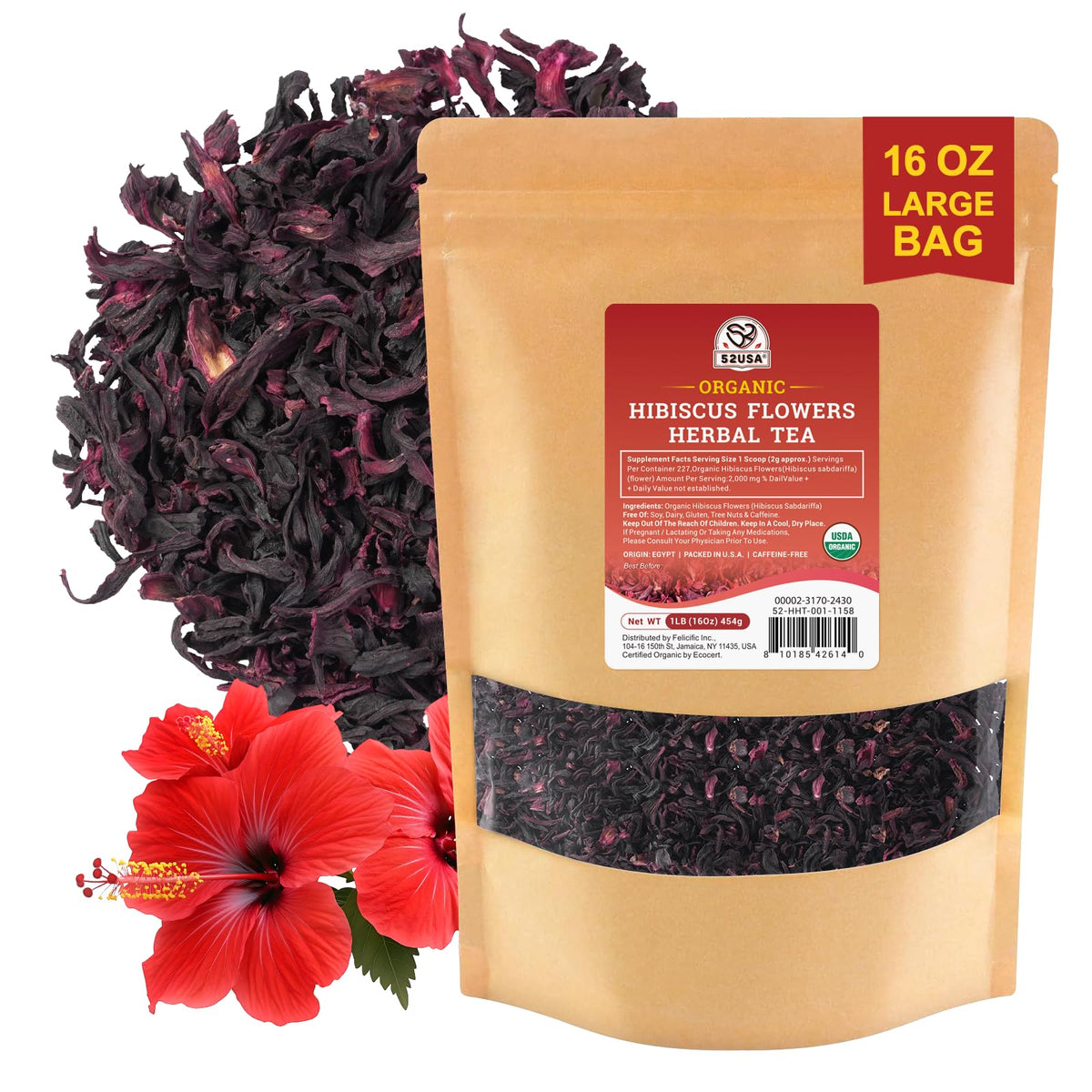 52USA organic hibiscus tea loose leaf