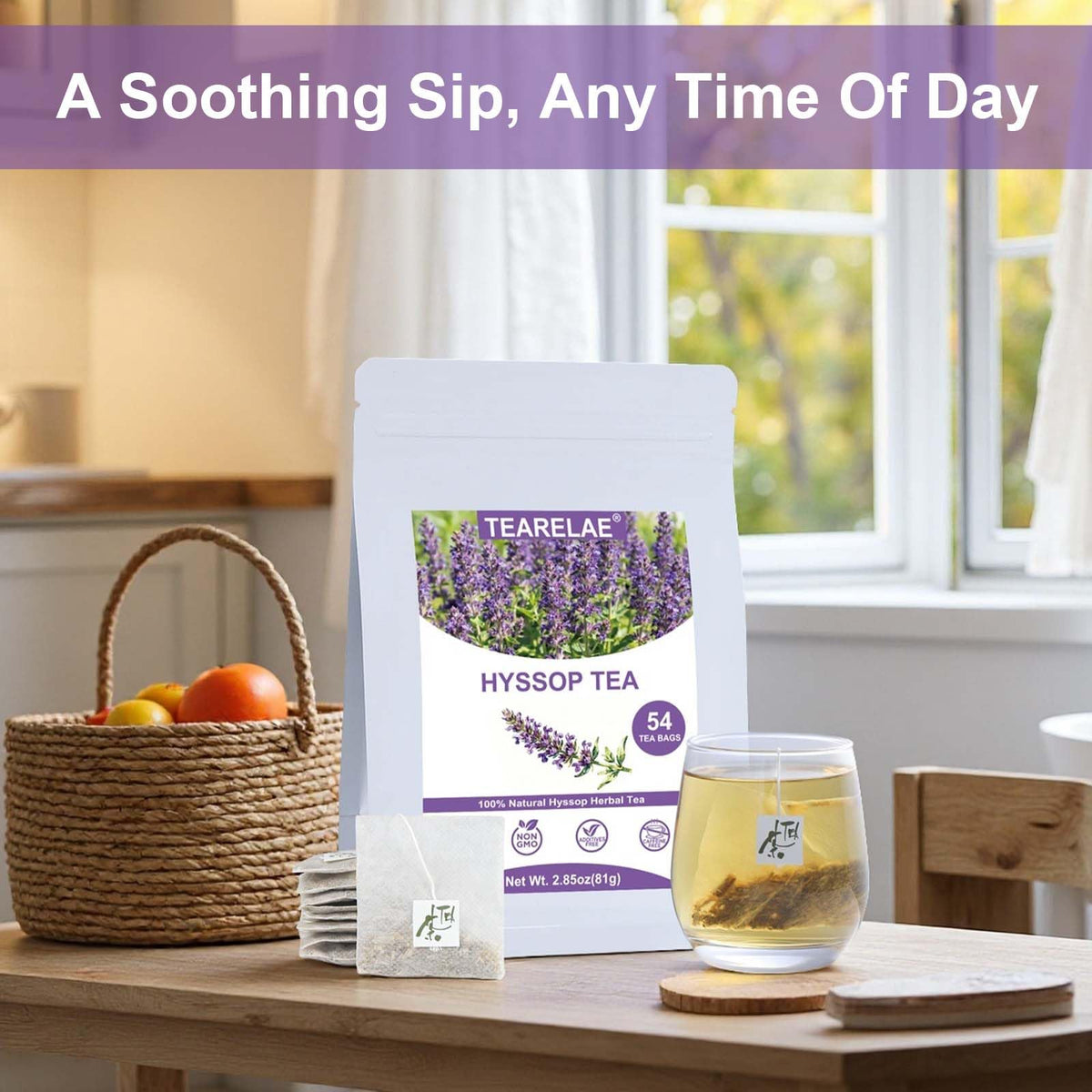 54 count hyssop tea bags for soothing