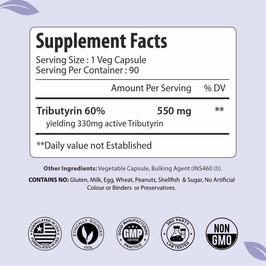 550 mg Tributyrin capsules for digestion