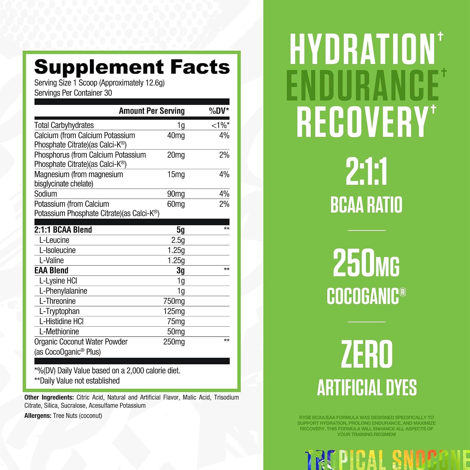 5g BCAAs per serving powder