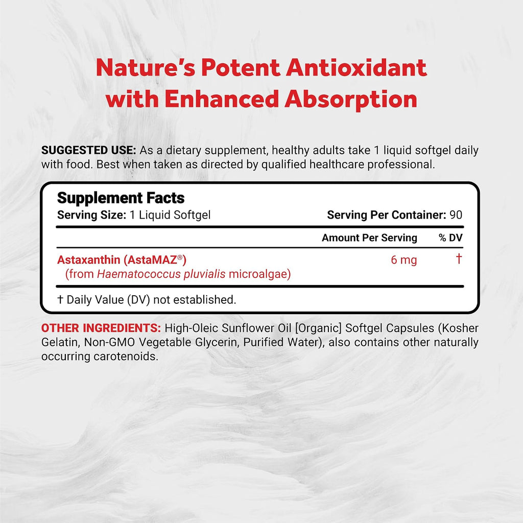 6 mg astaxanthin antioxidant supplement