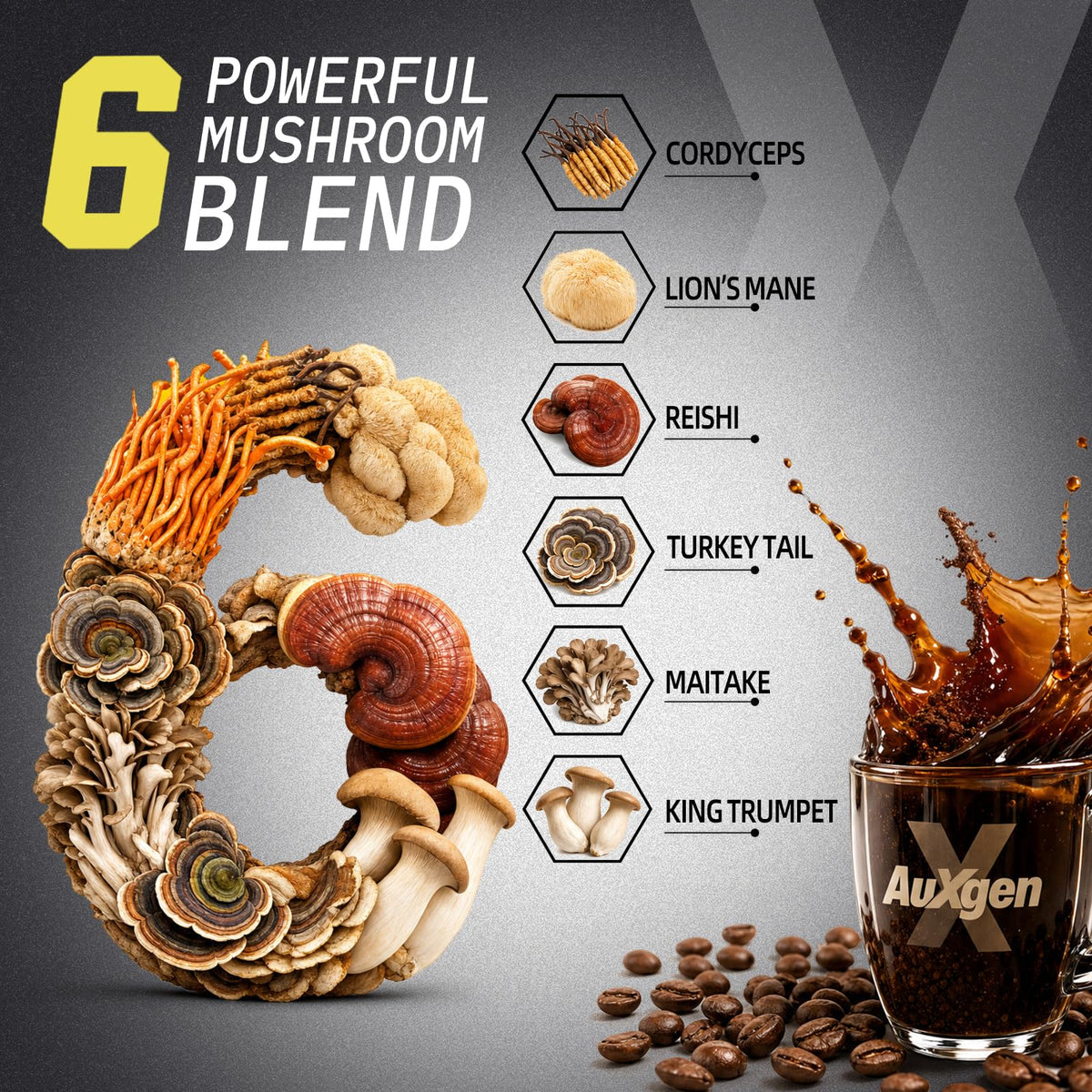 6-mushroom coffee powder for wellness