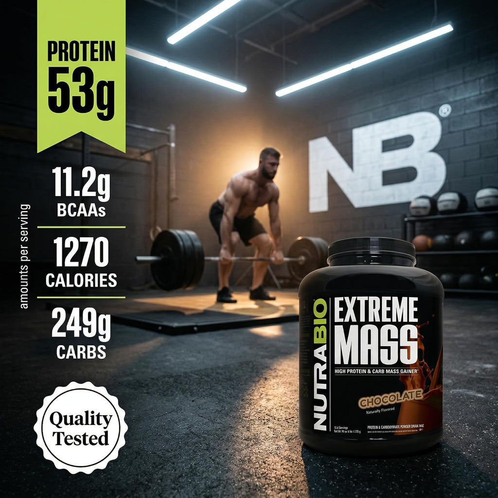 6 pound NutraBio mass gainer tub