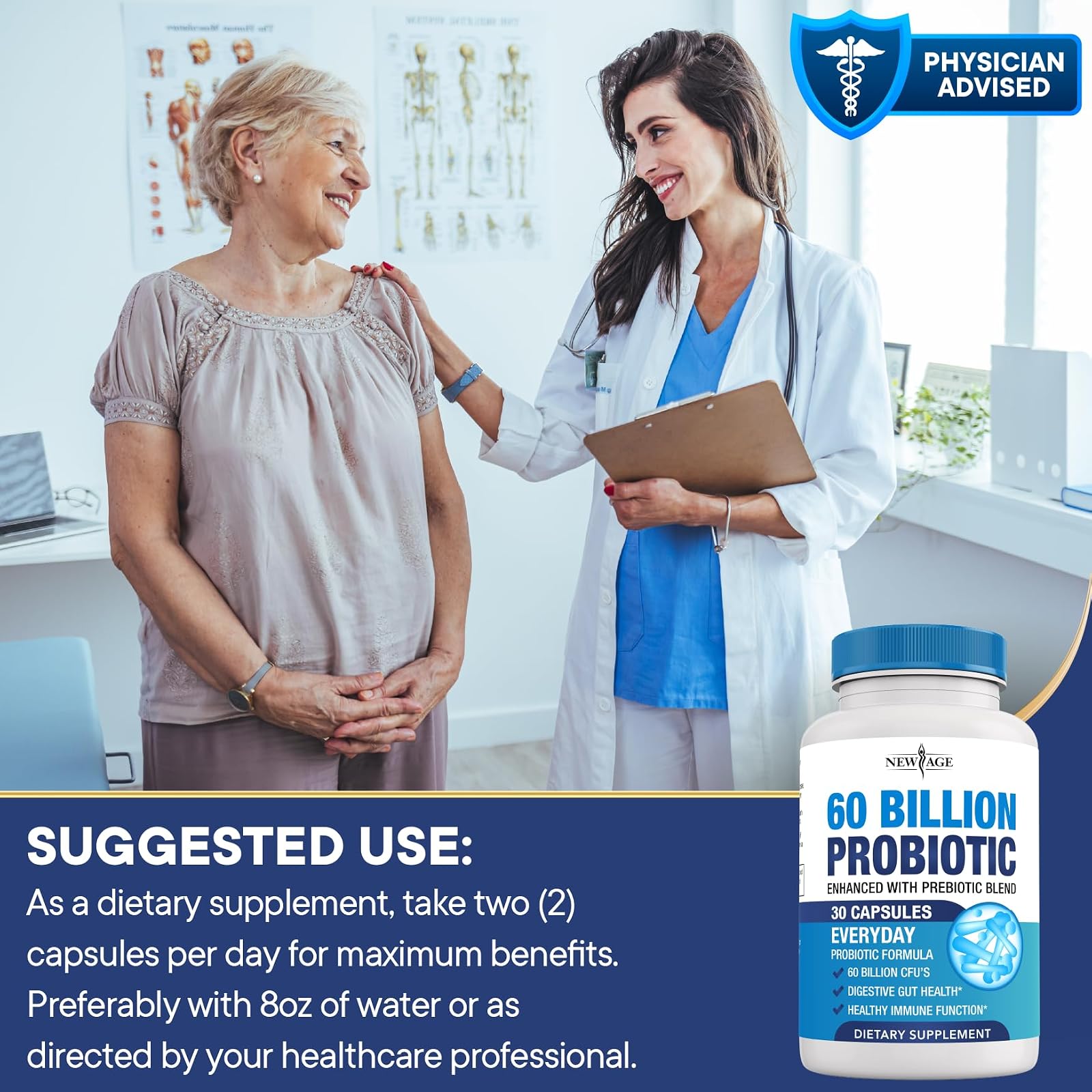60 billion CFU probiotics for everyday wellness
