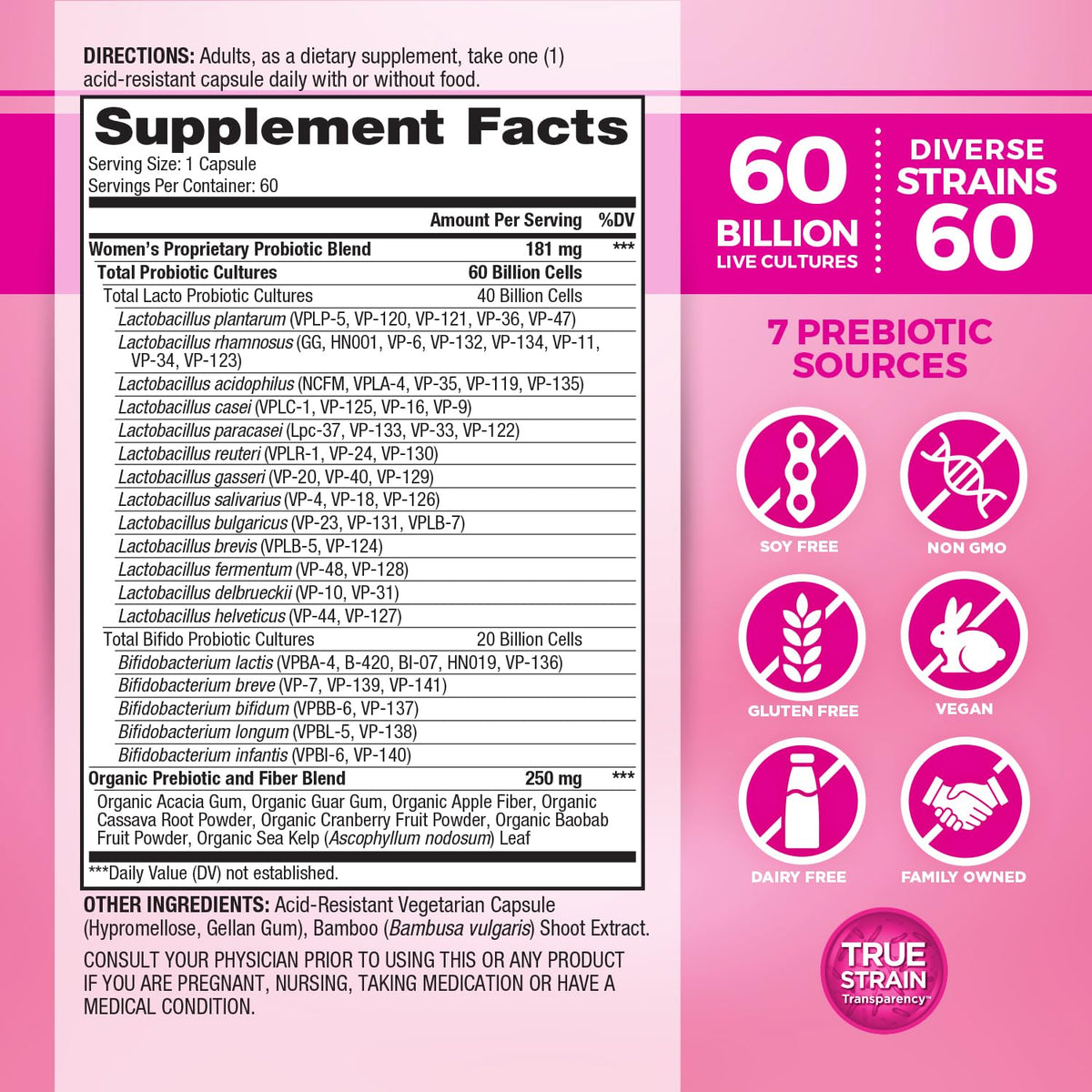 60 billion CFU probiotics for women