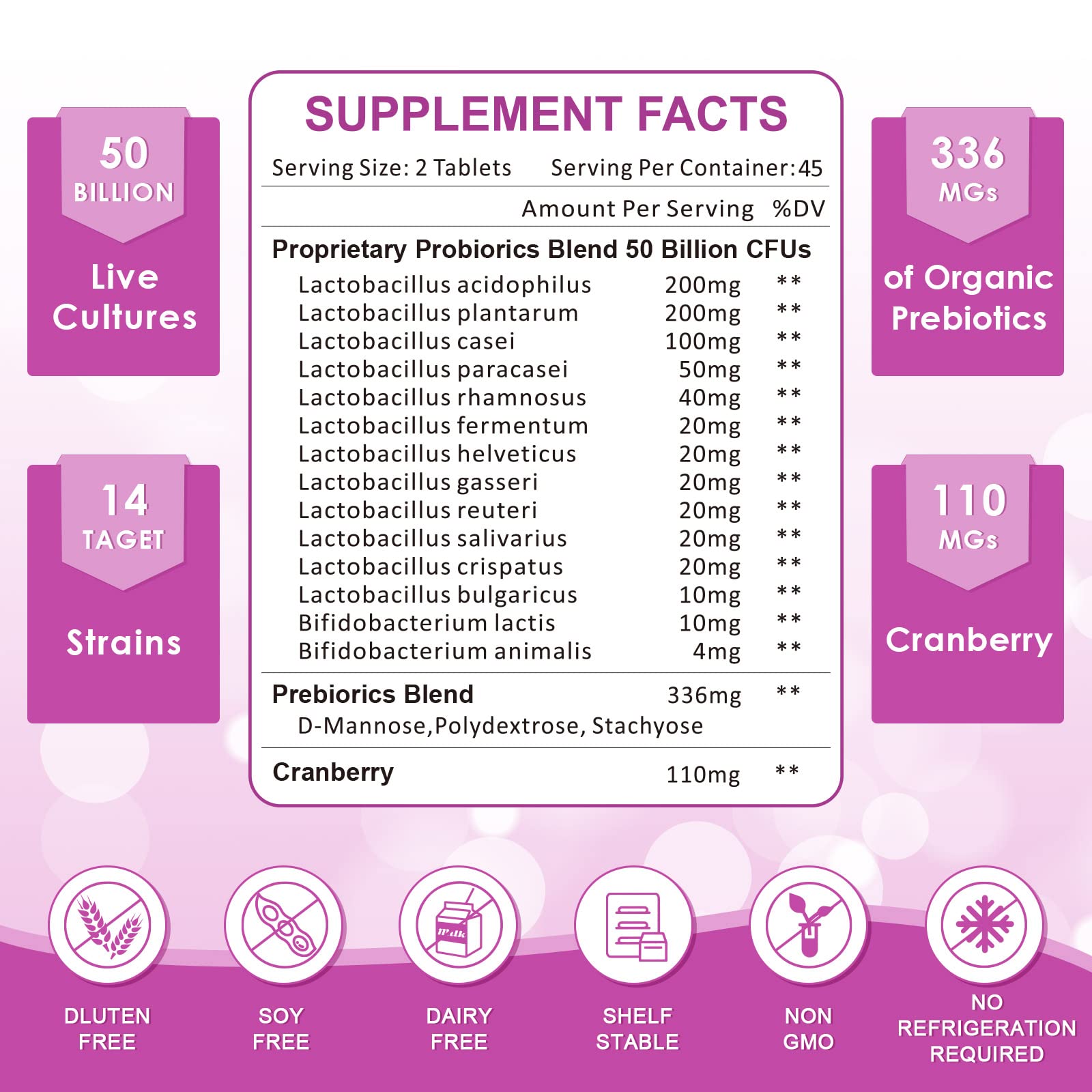 60 billion CFU probiotics tablets