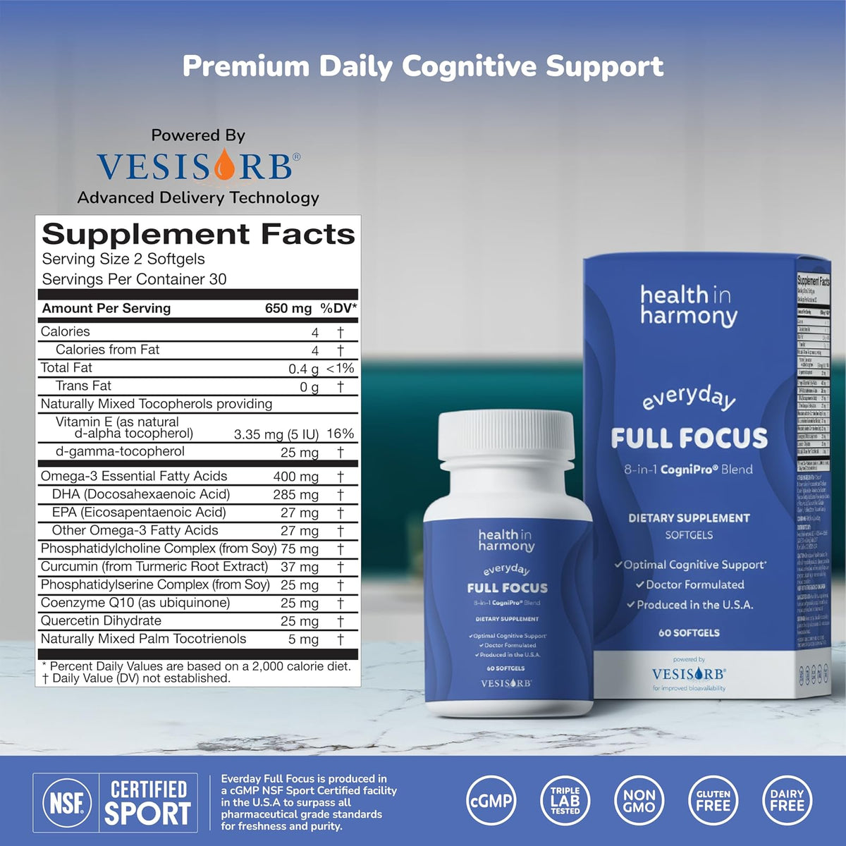 60 capsules for cognitive support