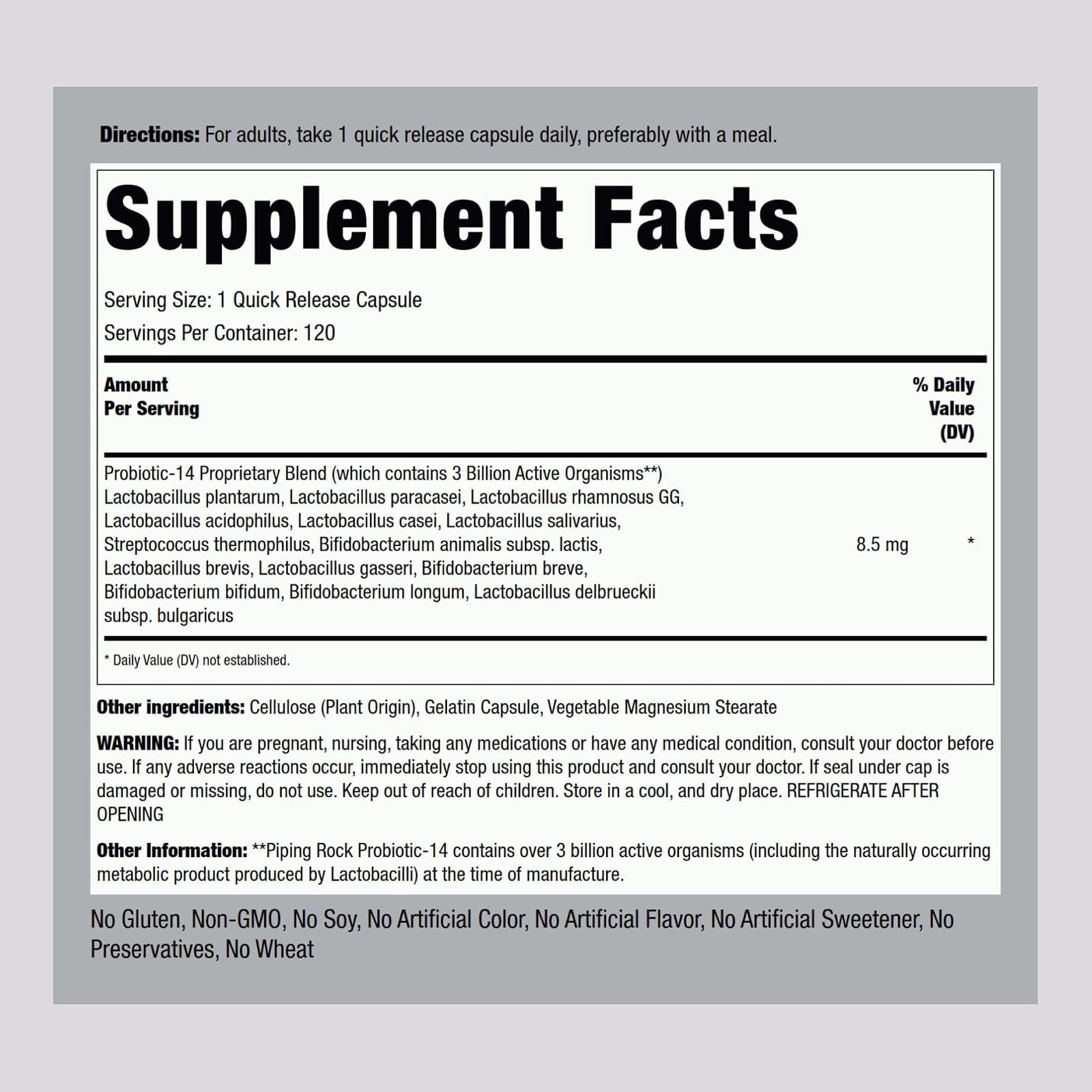 60 capsules of Acidophilus