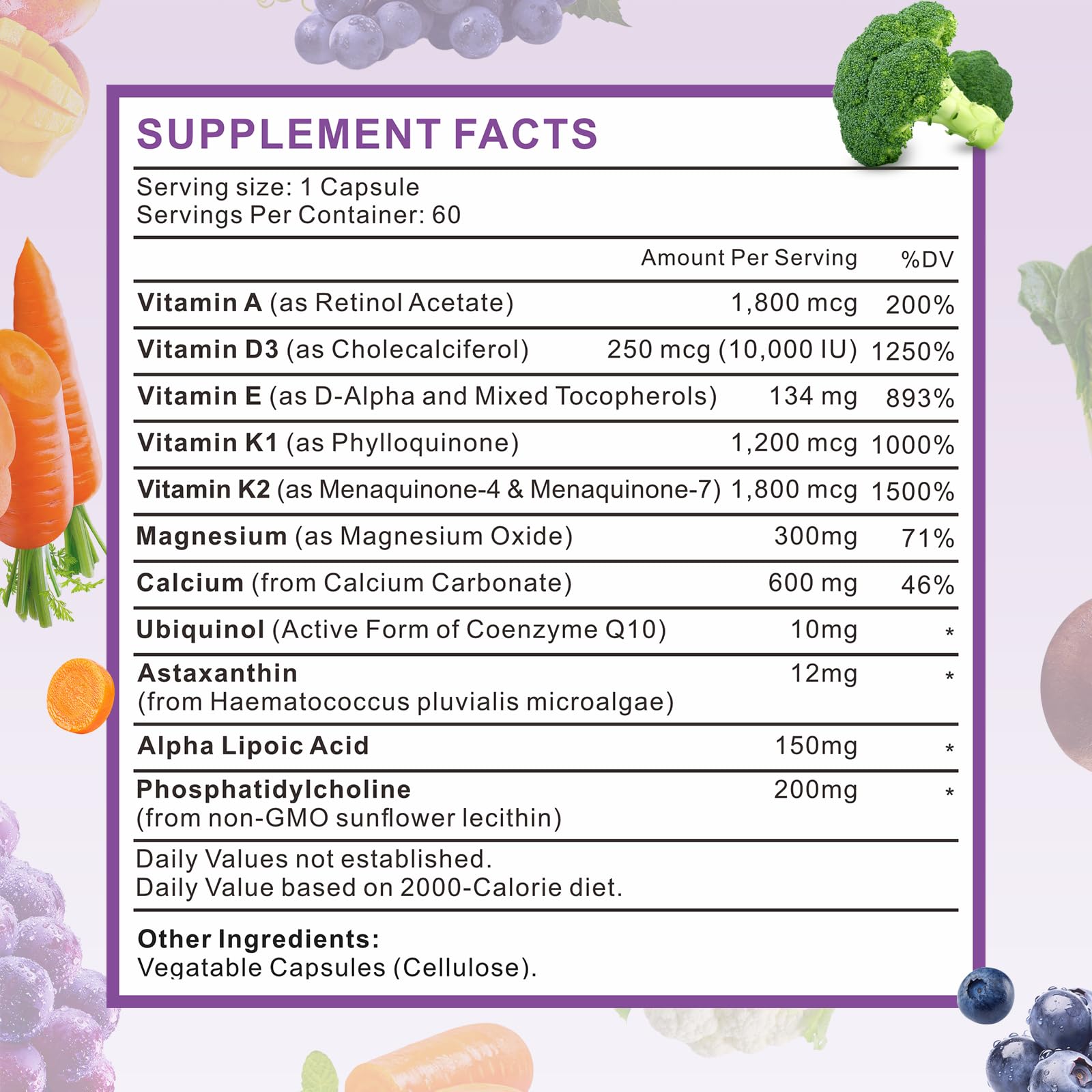 60 capsules of ADEK vitamins