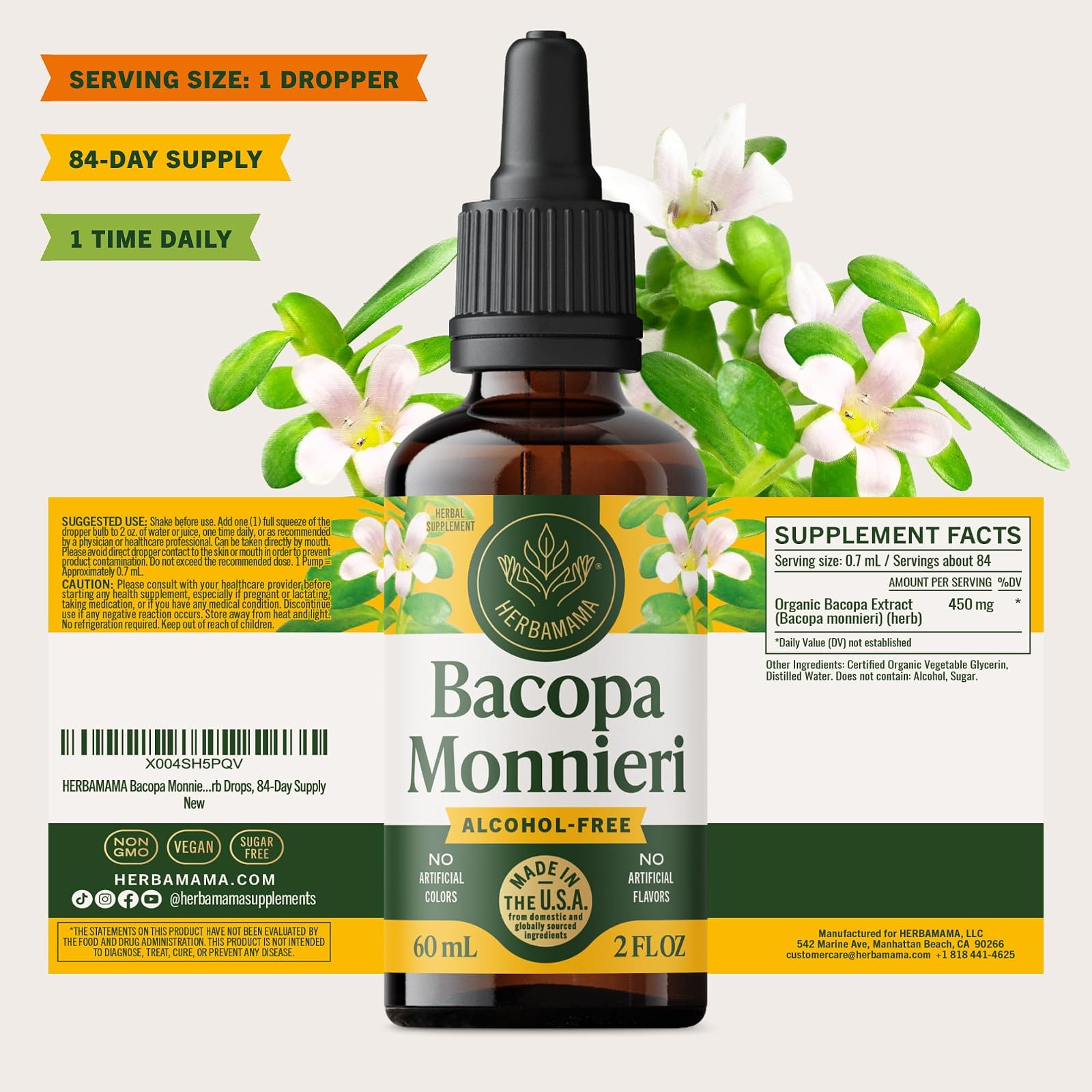60 capsules of Bacopa Monnieri for vitality