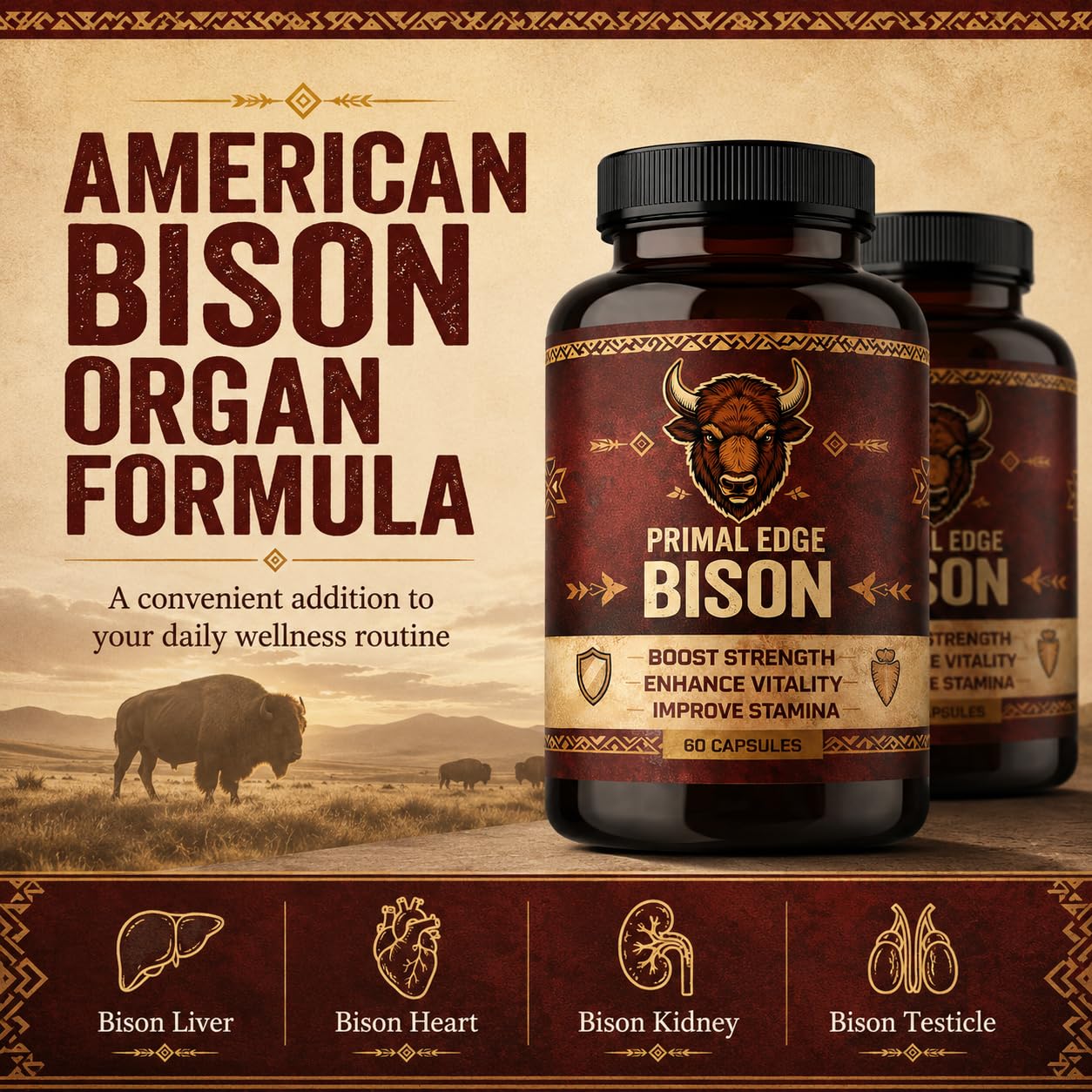 60 capsules of bison multivitamins