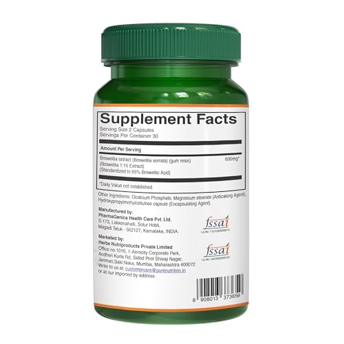60 capsules of boswellia serrata