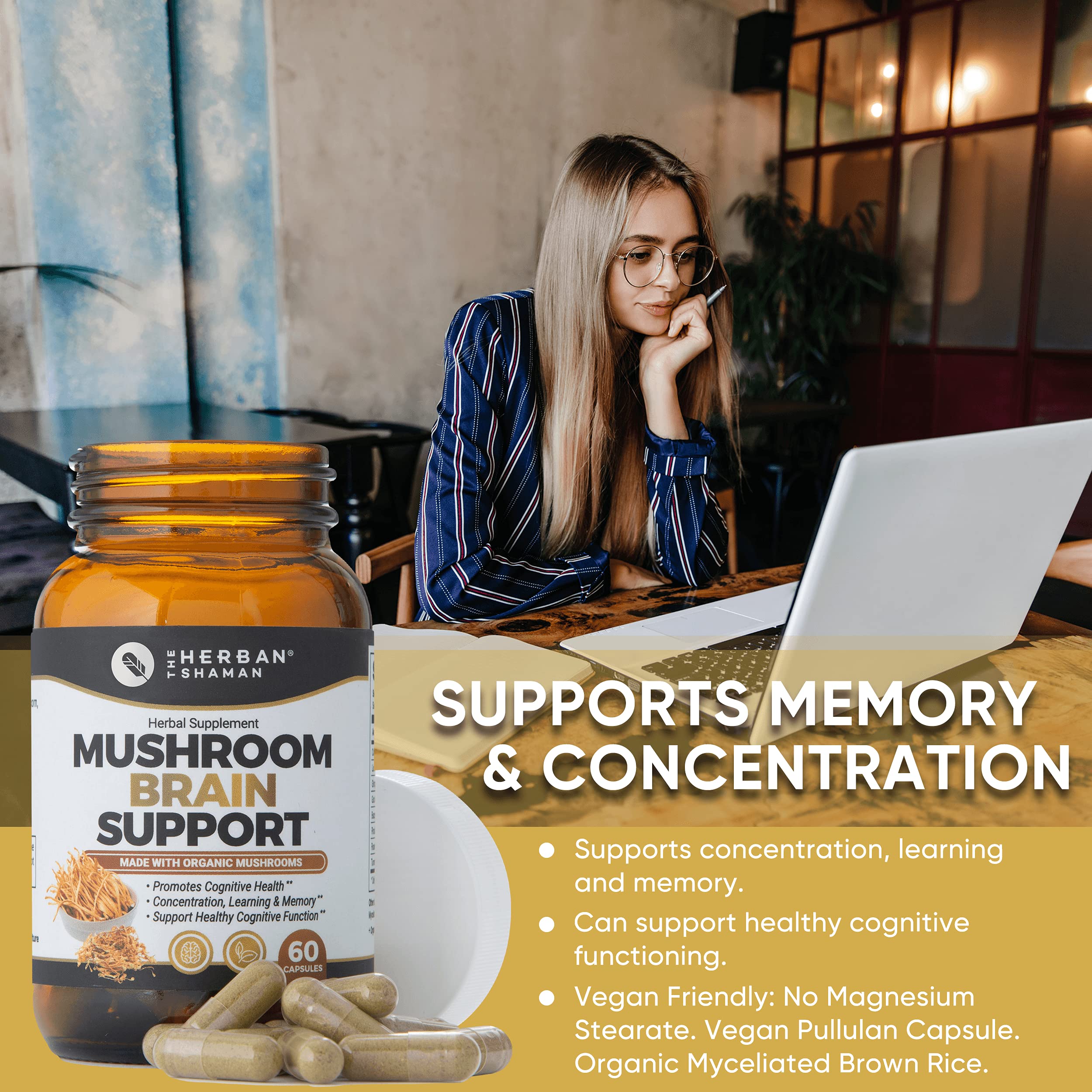 60 capsules of brain-boosting mushrooms