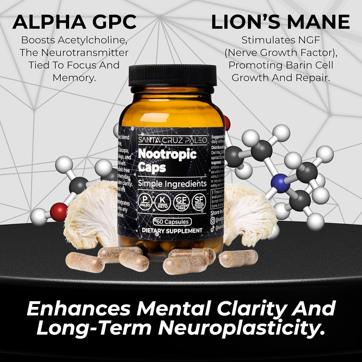 60 capsules of brain-boosting mushrooms