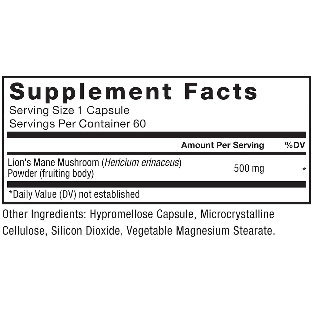 60 capsules of cognitive enhancing Lion's Mane