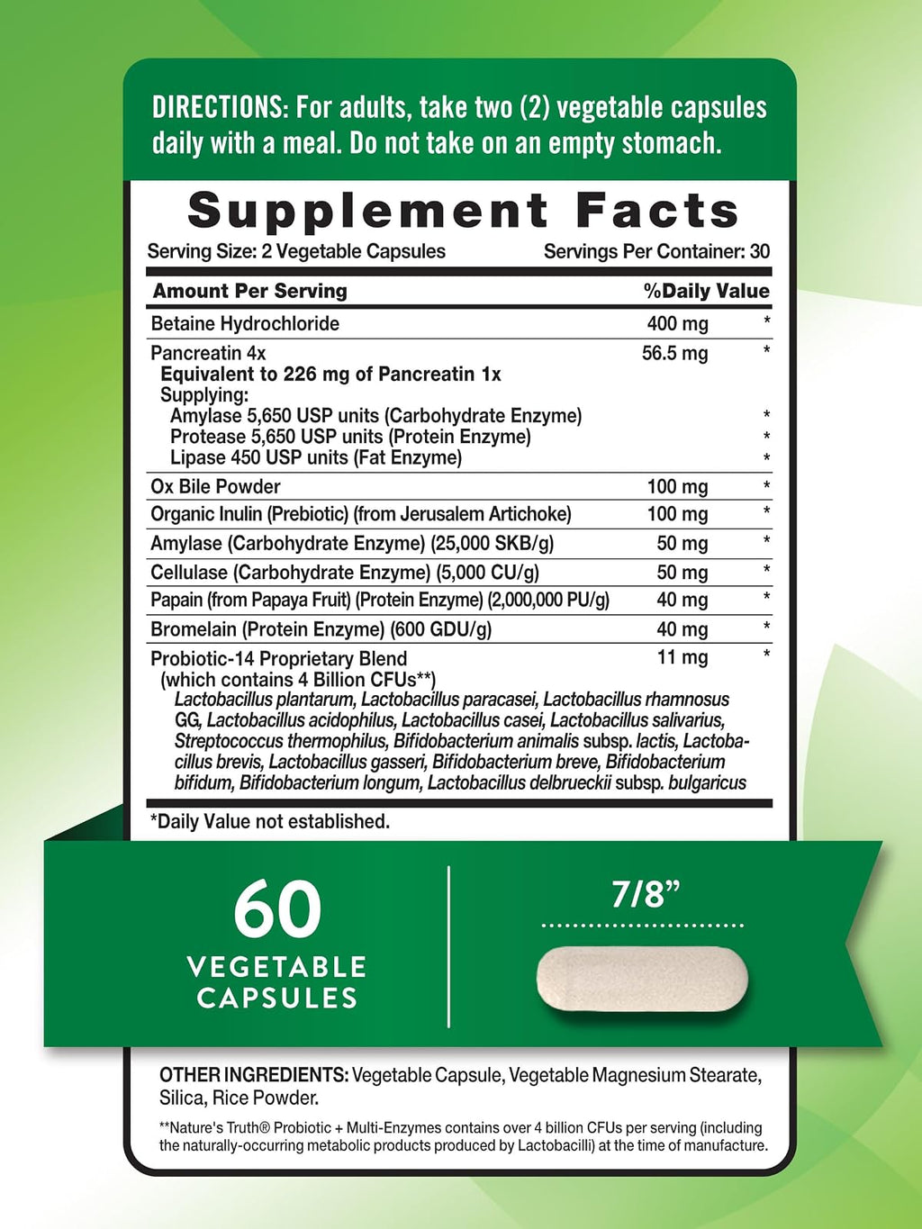 60 capsules of digestive enzymes