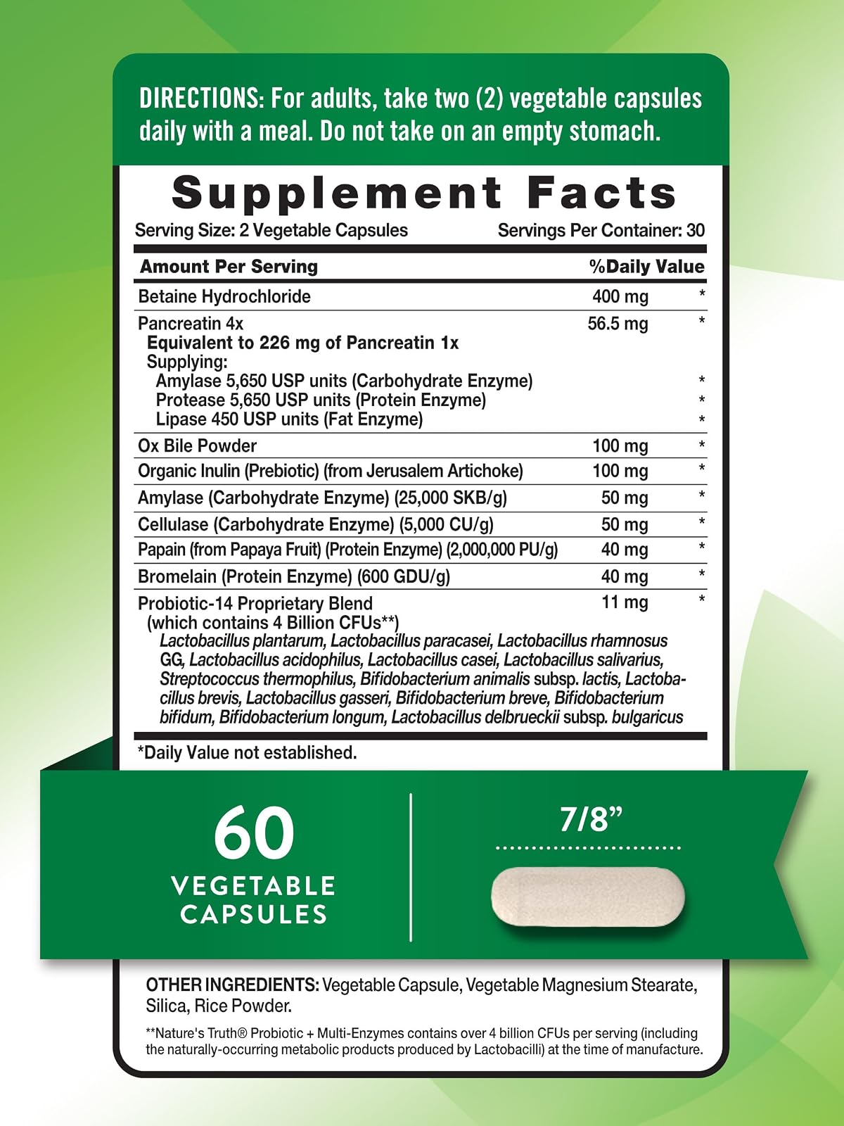 60 capsules of digestive enzymes