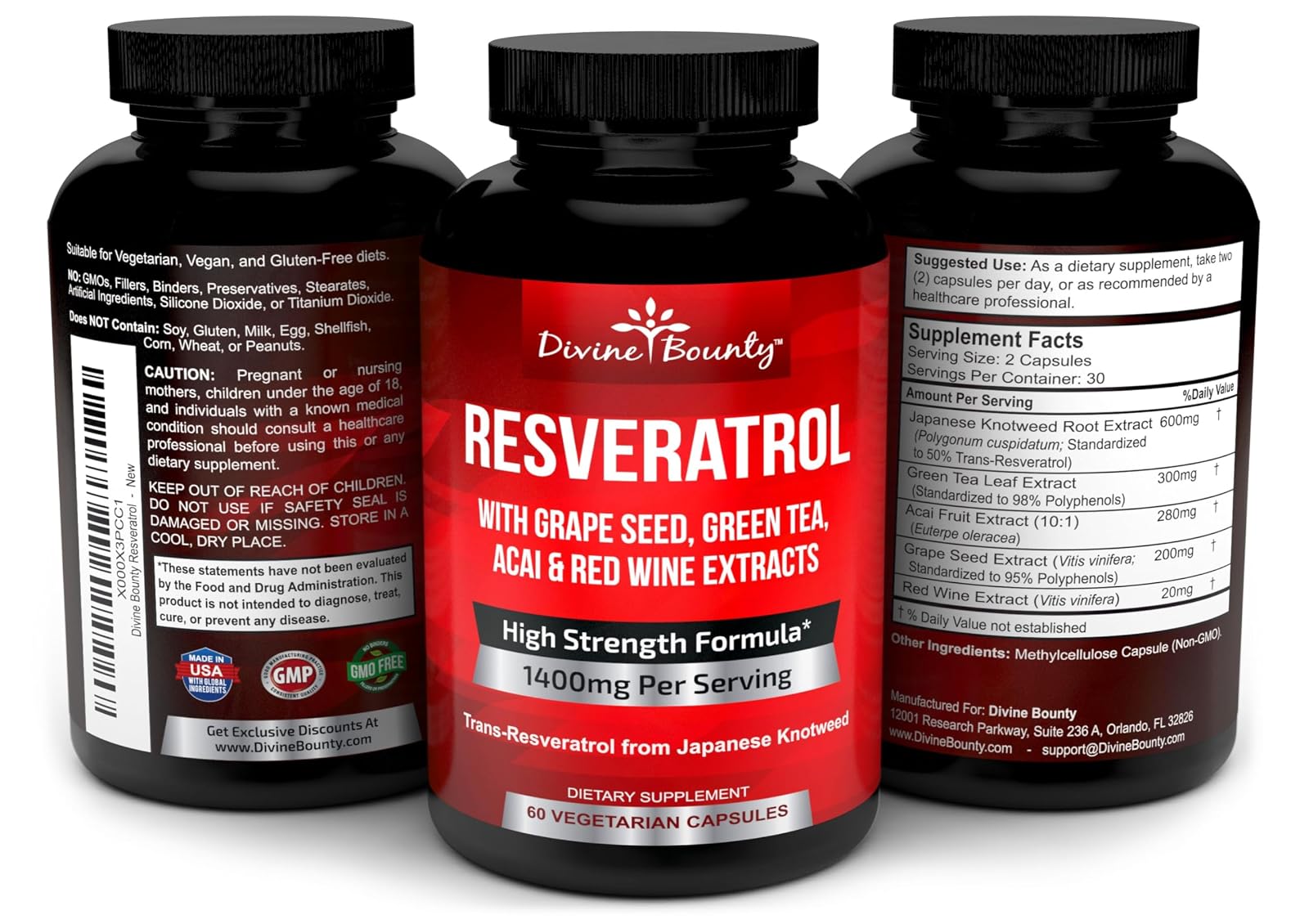 60 capsules of Divine Bounty Resveratrol