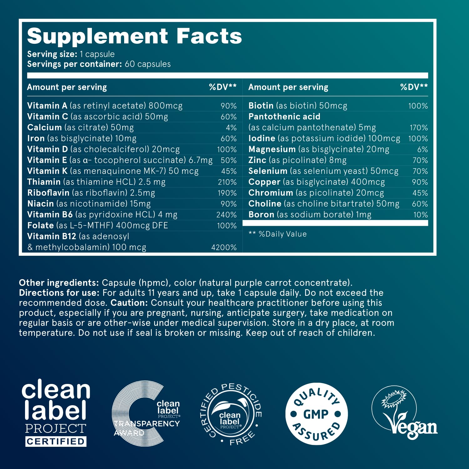 60 capsules of essential multivitamins