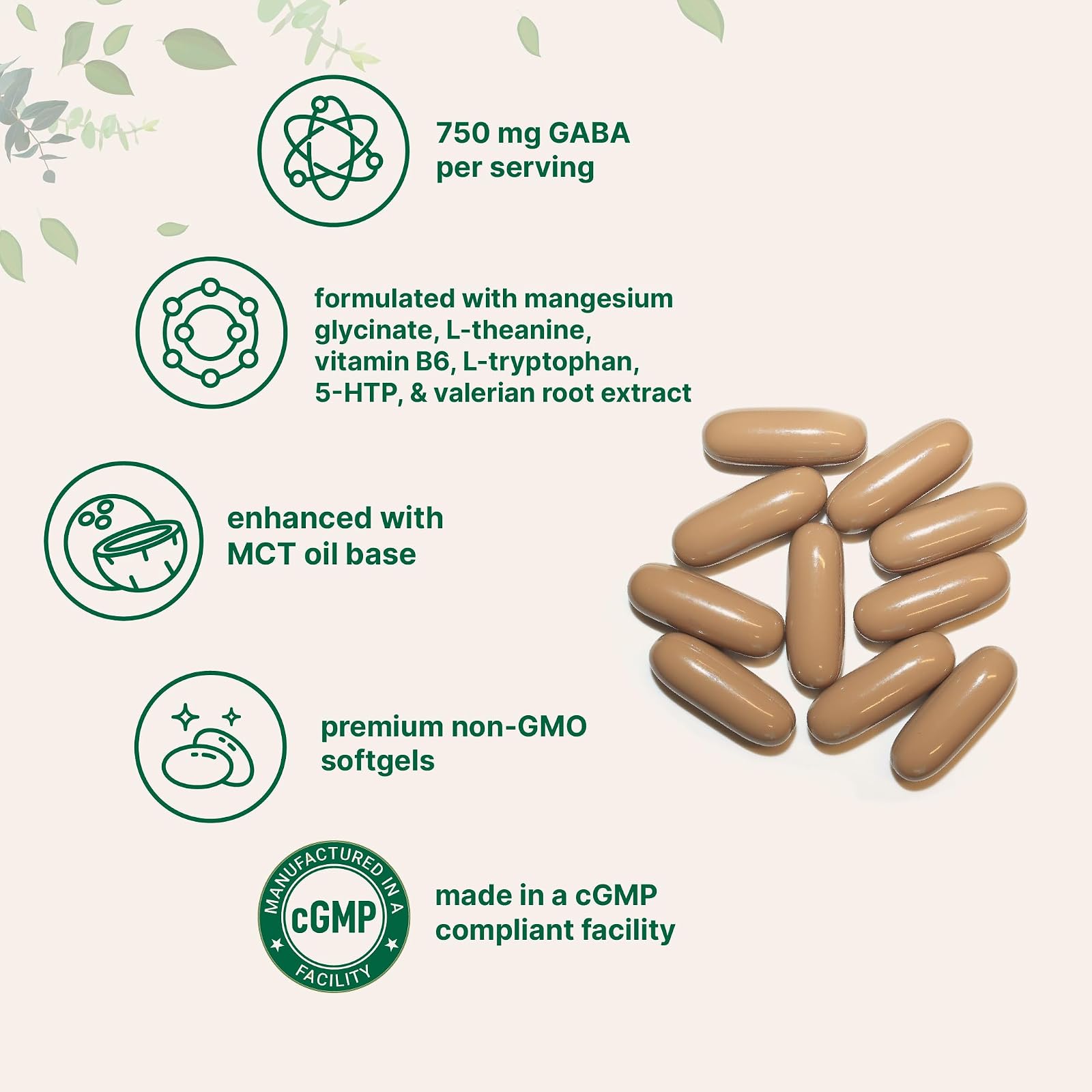 60 capsules of GABA for better sleep