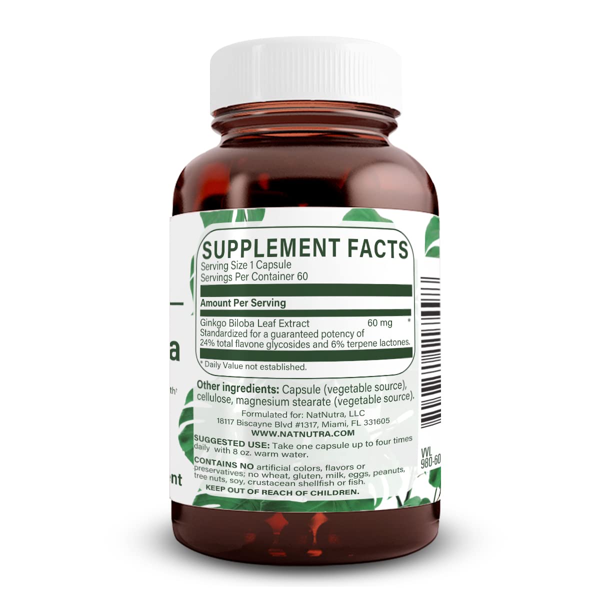 60 capsules of ginkgo biloba