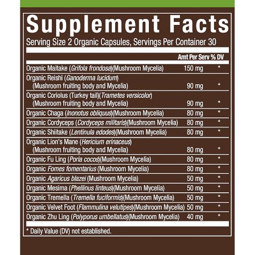 60 capsules of immune-boosting mushrooms
