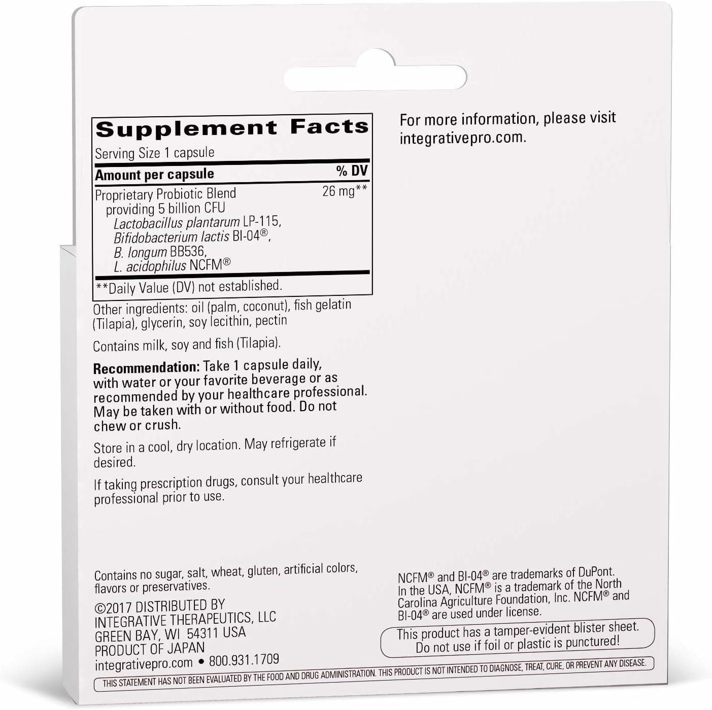 60 capsules of kids probiotic