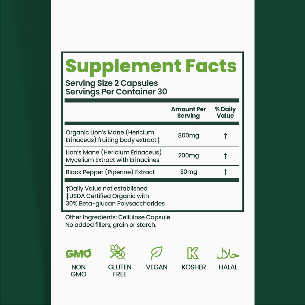 60 capsules of Lion's Mane extract