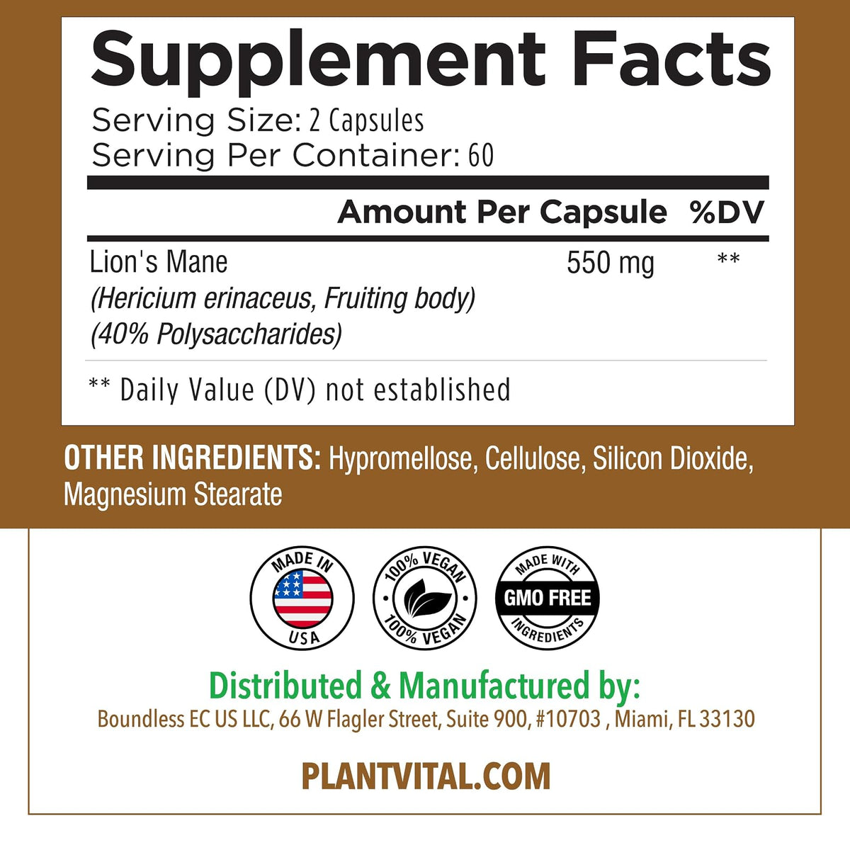 60 capsules of Lion's Mane extract
