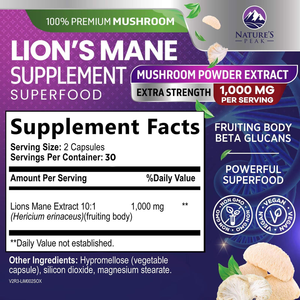 60 capsules of Lions Mane mushrooms
