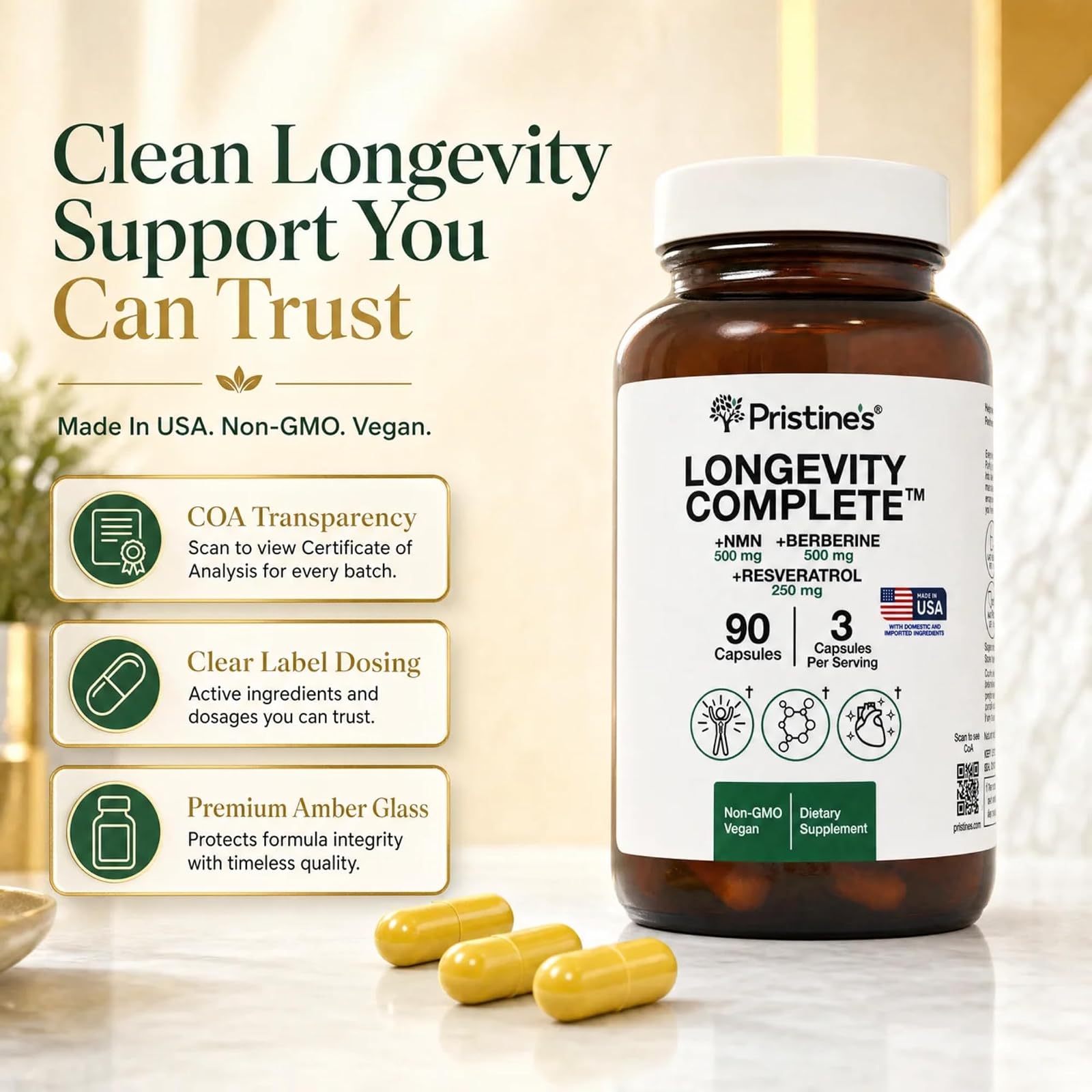 60 capsules of longevity support
