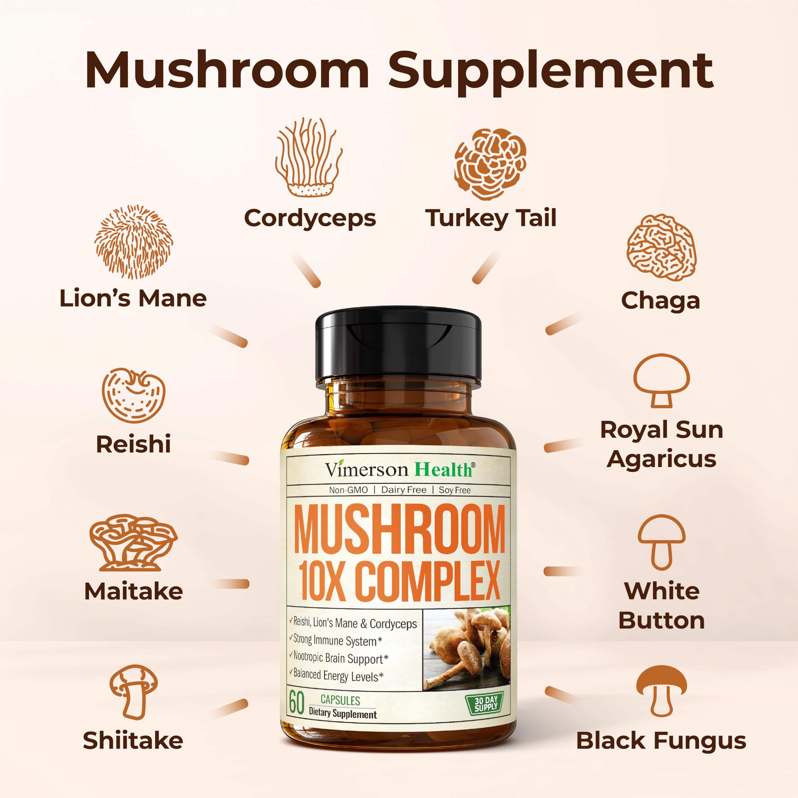 60 capsules of mushroom power