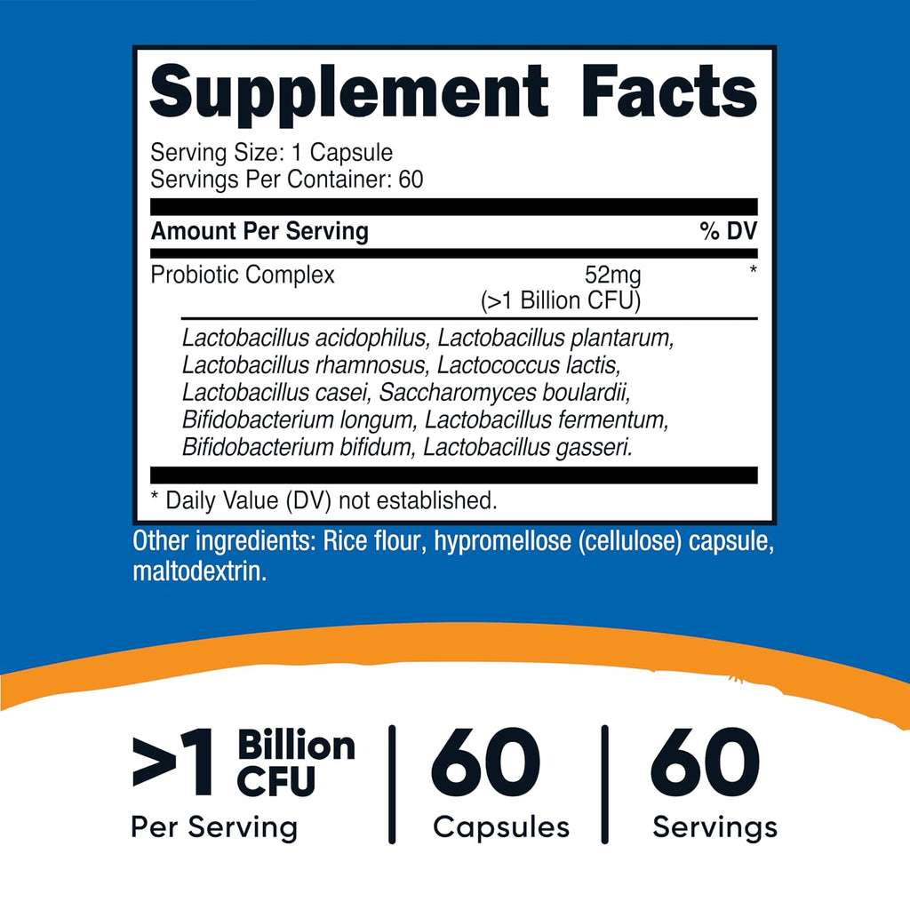 60 capsules of Nutricost probiotics