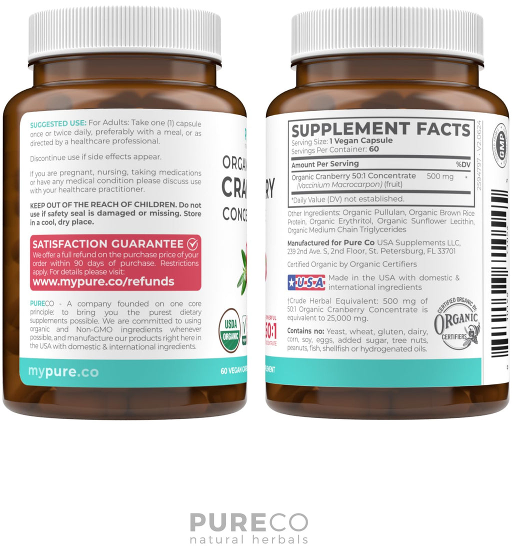60 capsules of organic cranberry