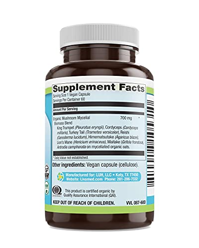 60 capsules of organic mushroom blend