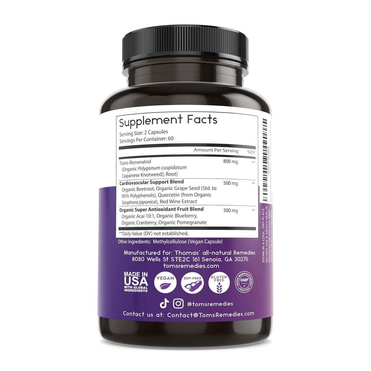 60 capsules of powerful trans-resveratrol