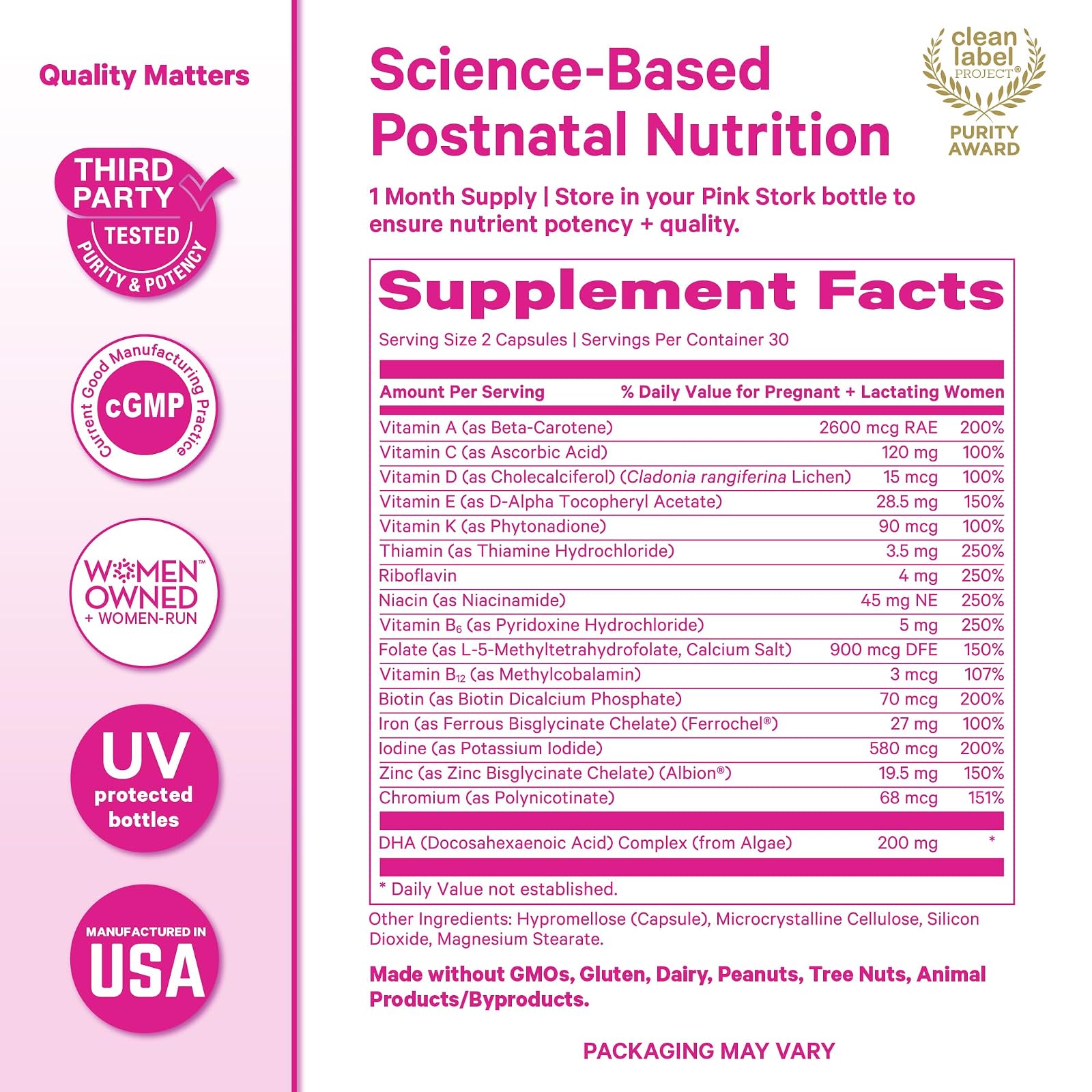 60 capsules of prenatal DHA nutrition