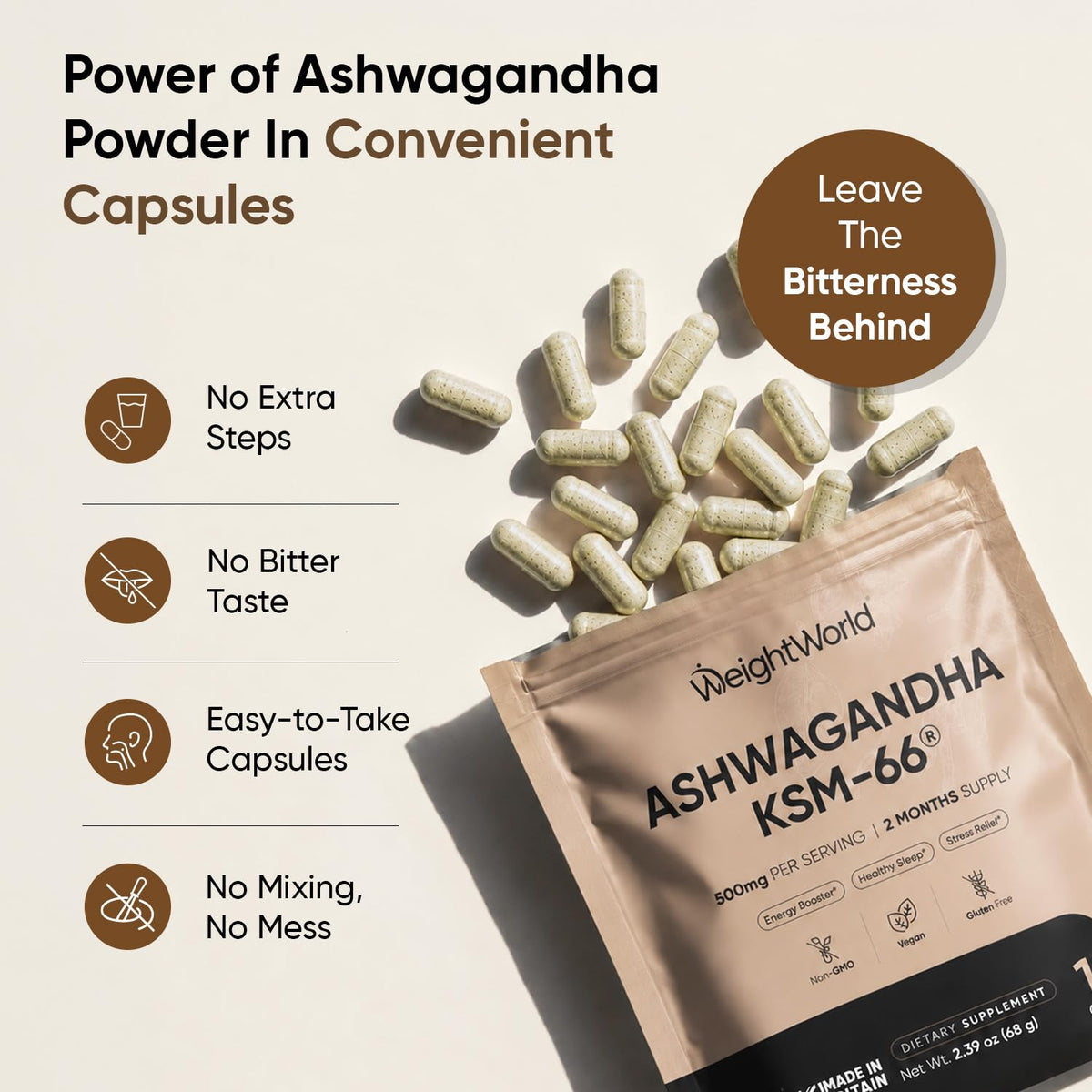 60 capsules of pure ashwagandha extract
