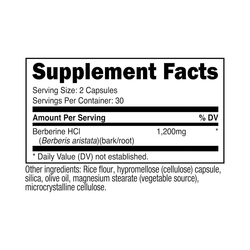 60 capsules of pure berberine HCl