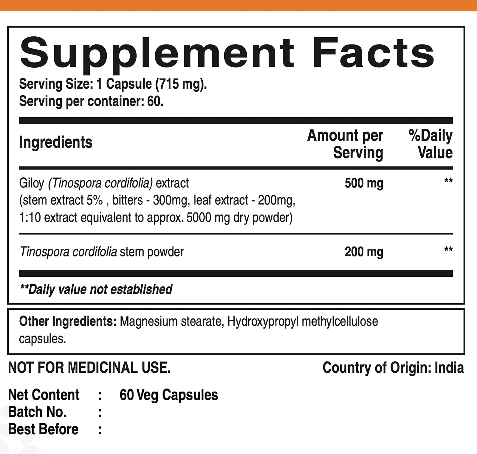 60 capsules of pure Giloy goodness