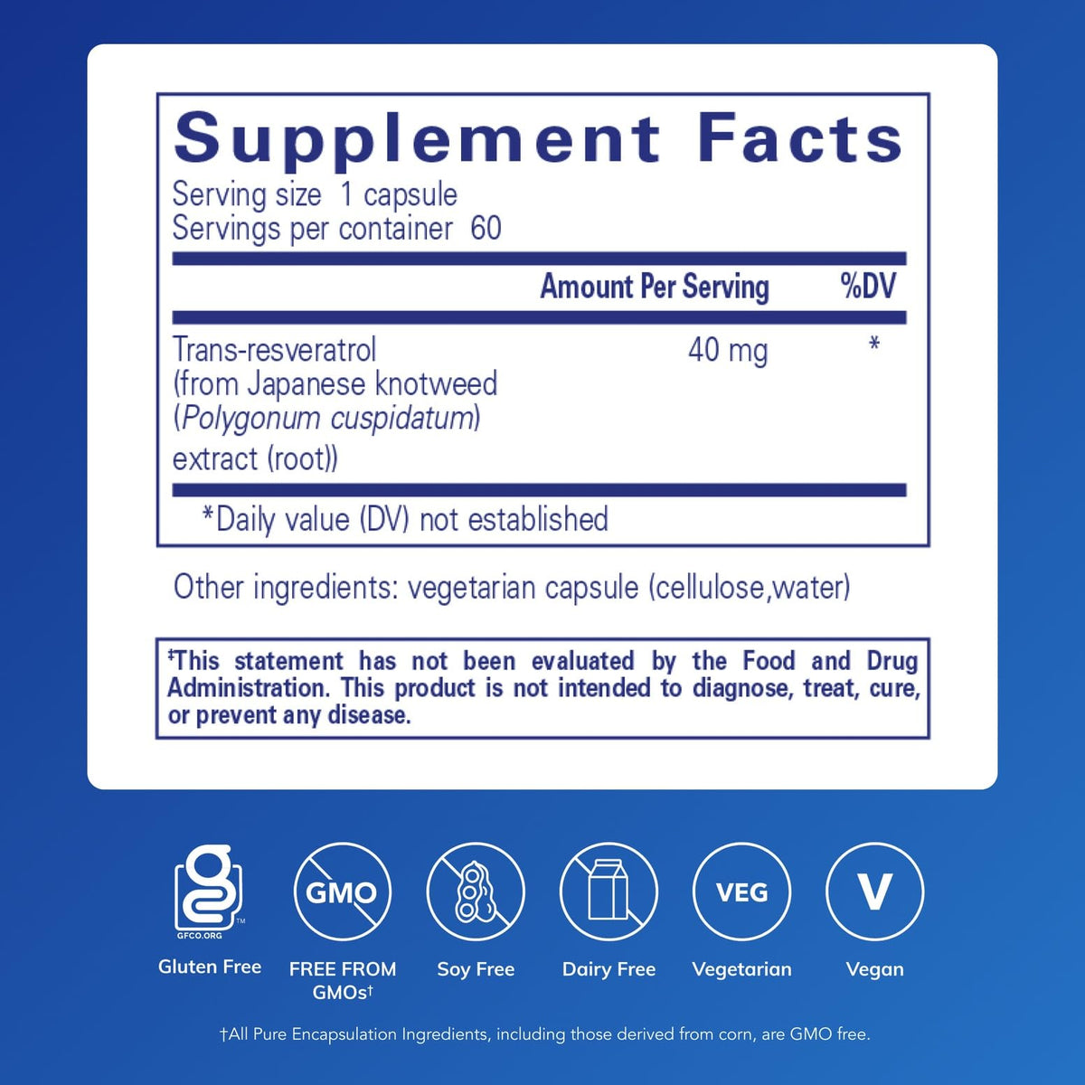 60 capsules of pure resveratrol
