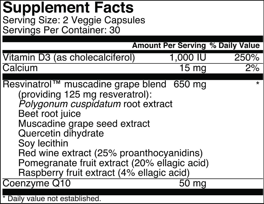 60 capsules of pure resveratrol