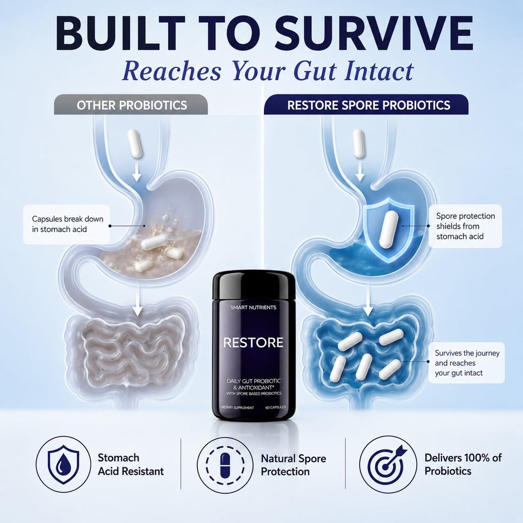 60 capsules of RESTORE probiotics for digestion